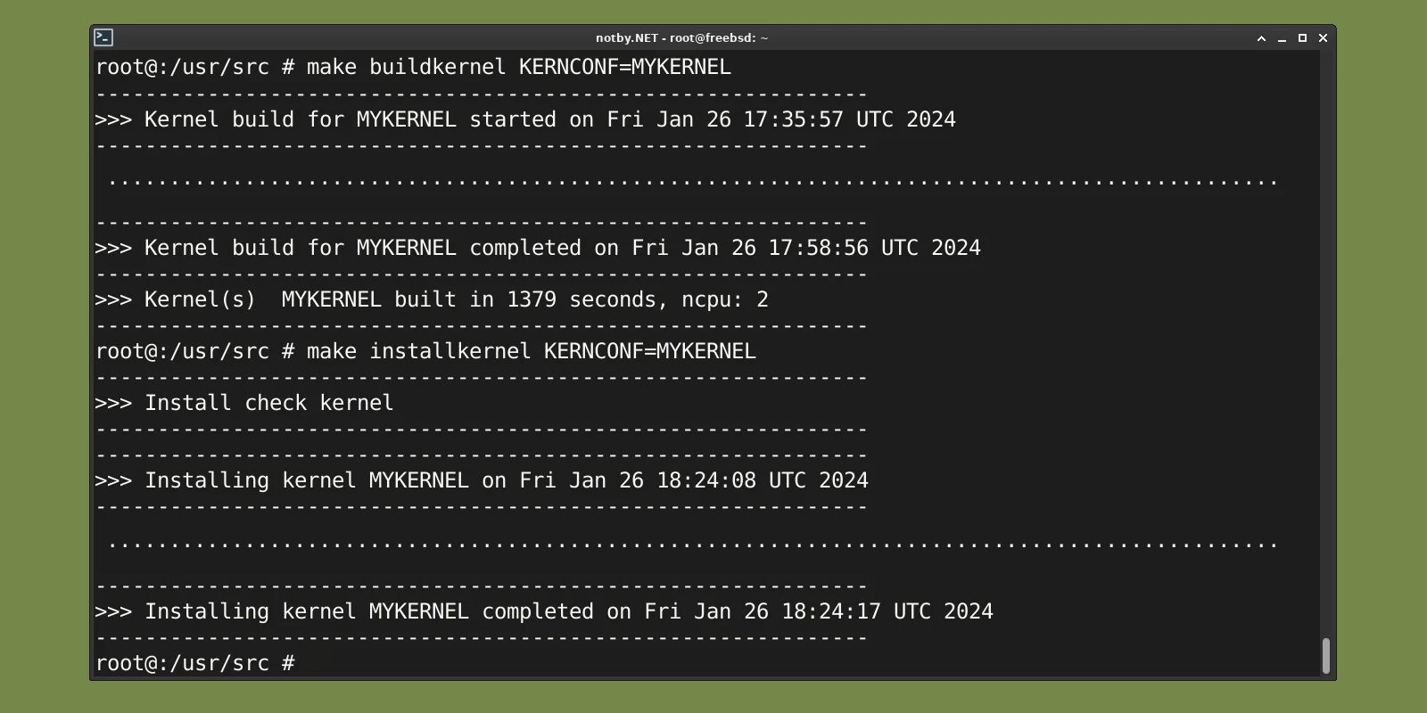 Конфигурация и сборка ядра FreeBSD 14 - notby.NET